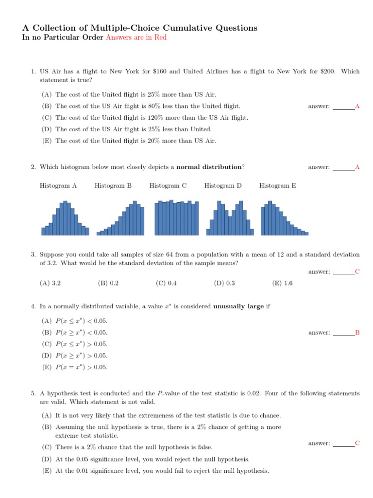 A Collection of Multiple-Choice Cumulative Questions: Answers Are in ...