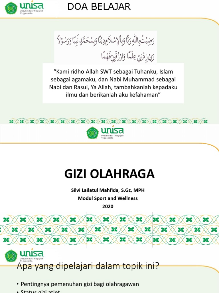 Gizi dan Nutrisi untuk Atlet Optimal | PDF