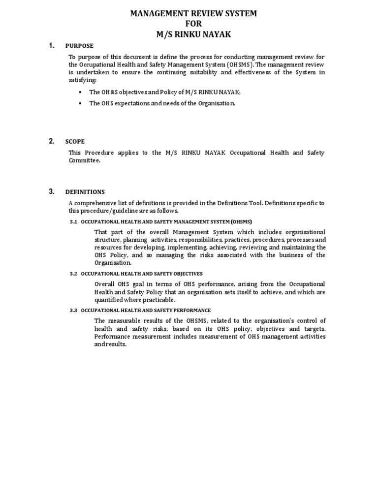 Management Review System | PDF | Occupational Safety And Health | Safety