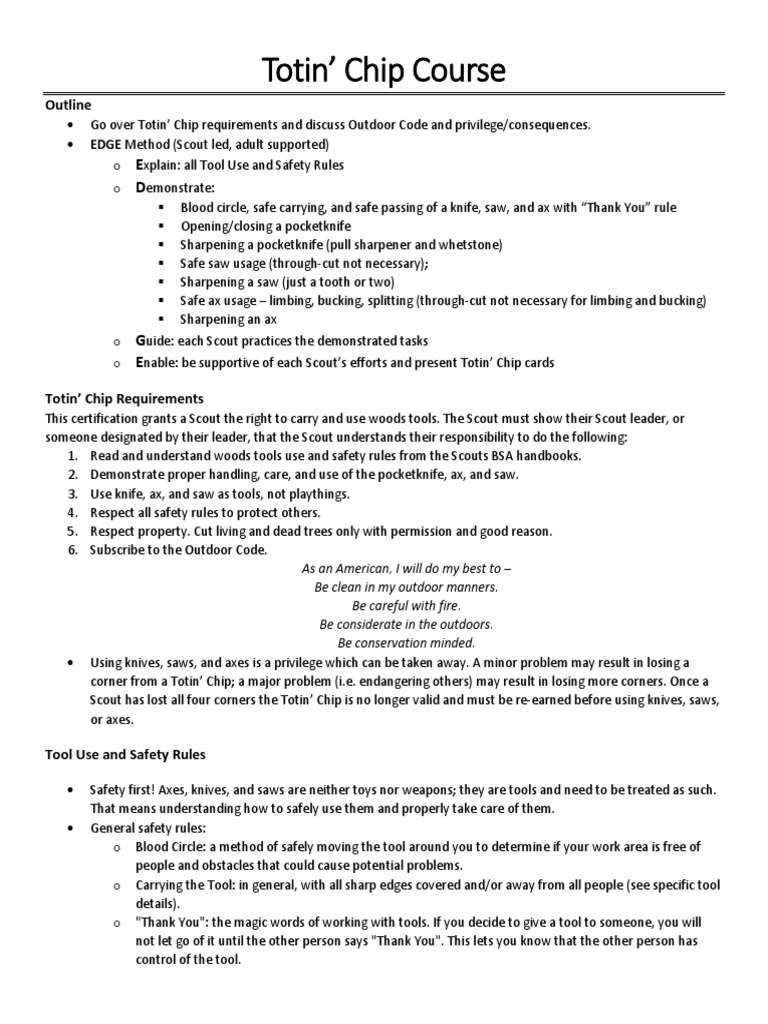 Totin Chip Course | PDF | Blade | Knife