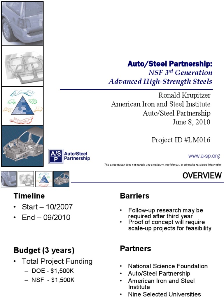 NSF 3rd Gen AHSS Project Overview | PDF | Steel | Metallurgy