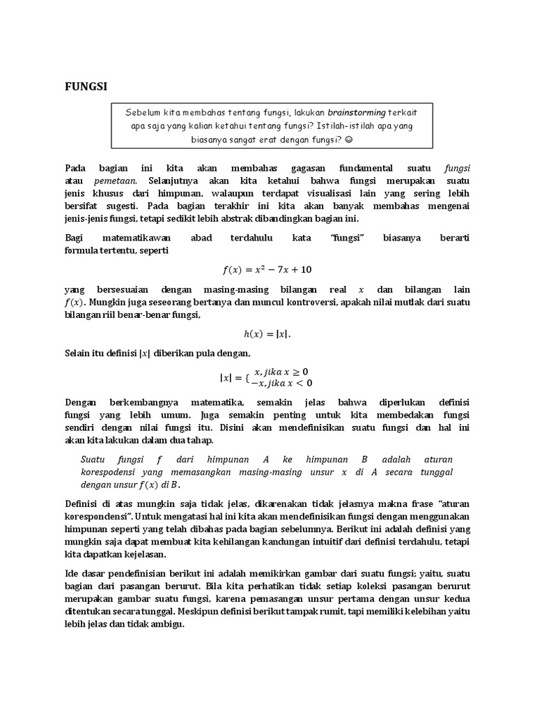 Modul (Pendahuluan 1.1 Bagian 1) Fungsi | PDF | Metode & Bahan Ajar | Sains & Matematika