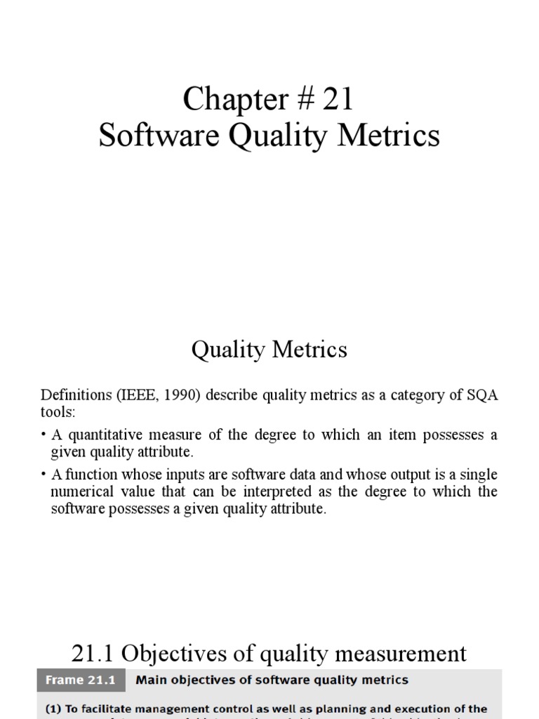 Chapter # 21 Software Quality Metrics | PDF | Software Quality | Software