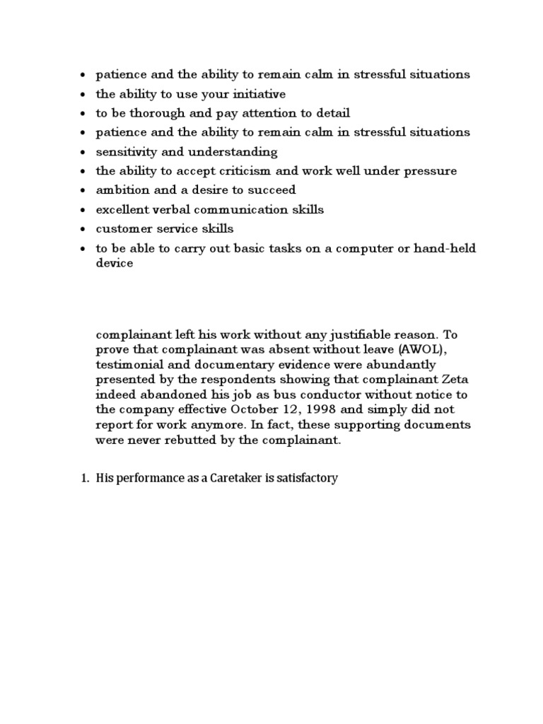 Patience and The Ability To Remain Calm in Stressful Situations | PDF