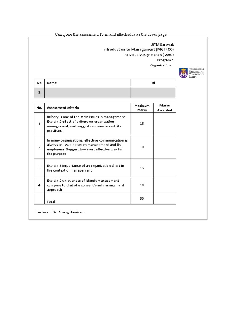 MGT 400 Assignment 3 Guidelines | PDF | Business