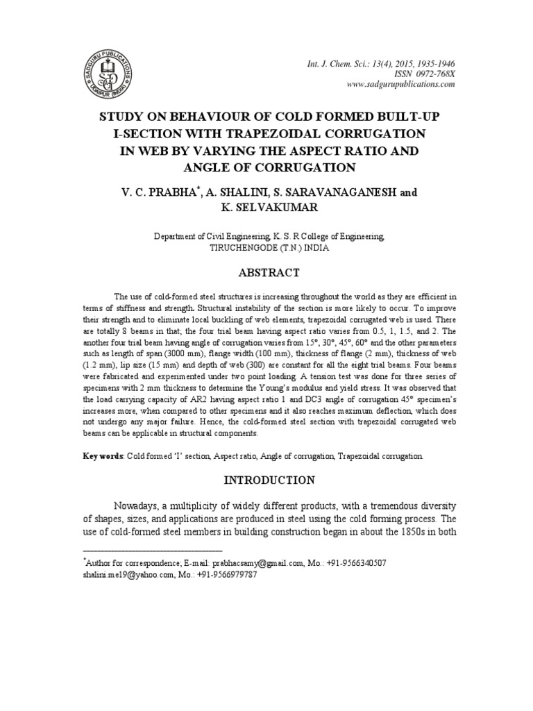 Engineers' Guide to Cold-Formed I-Beams | PDF | Buckling | Strength Of ...