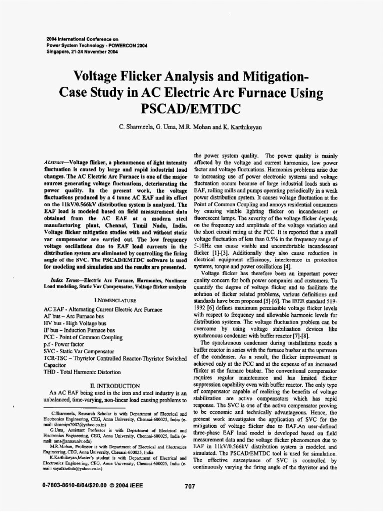 Voltage Flicker Analysis and Mitigation Case Study in Ac Electr | PDF ...