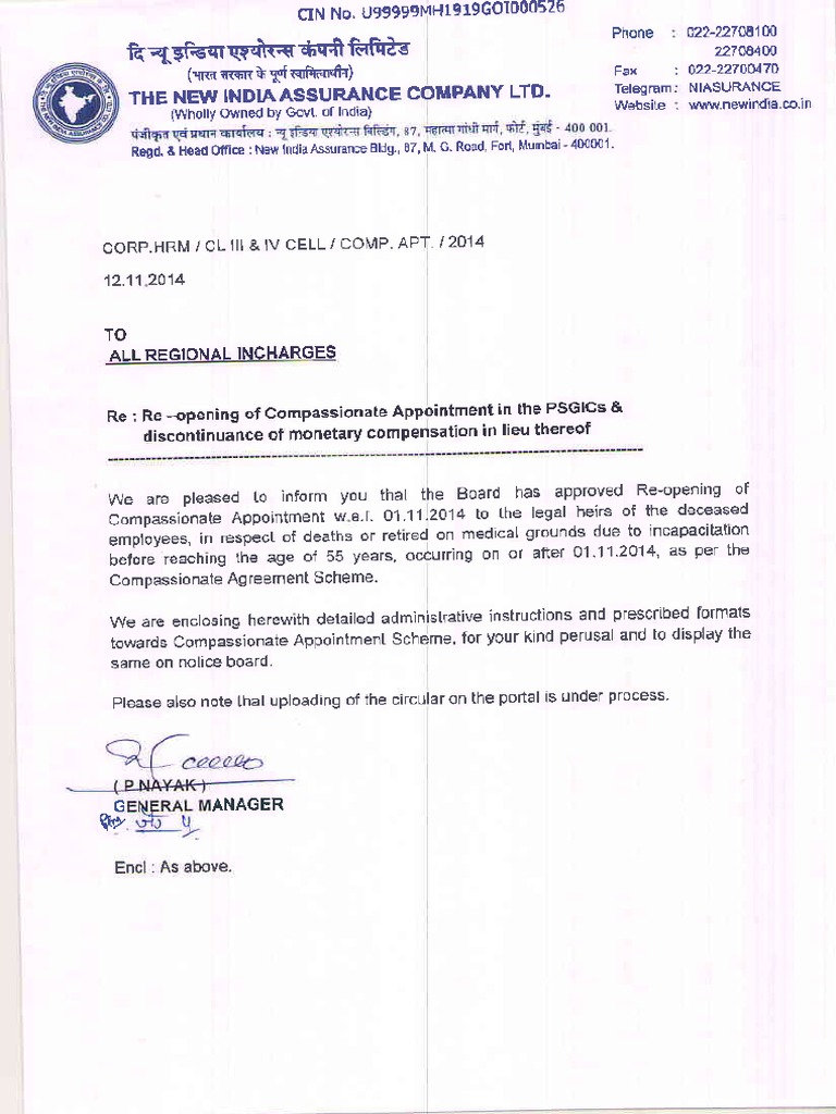 Compassionate Appointment Scheme | PDF