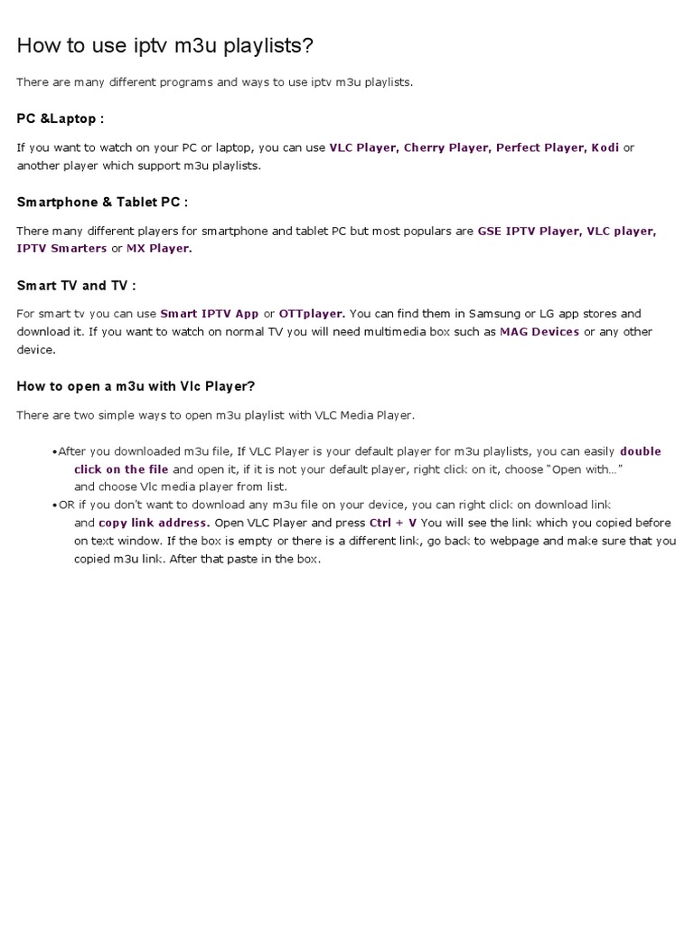 How To Use Iptv M3u Playlists | PDF | Mobile App | Mobile Phones