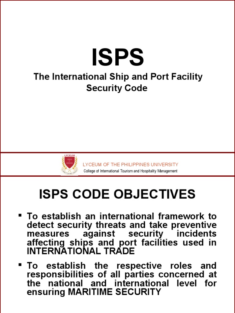 The International Ship and Port Facility Security Code: Lyceum of The ...