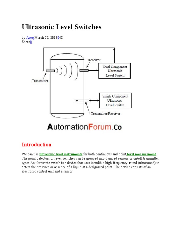 Ultrasonic Level Switches | PDF