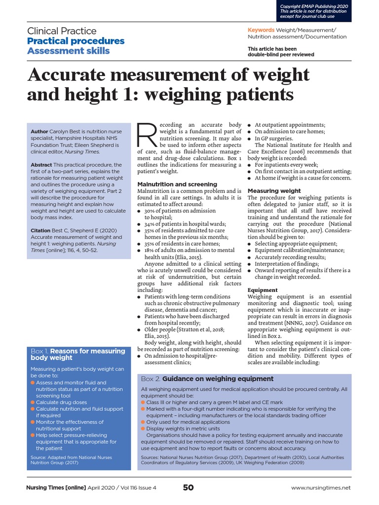 Weight and Height 1 Weighing Patients | PDF | Nursing | Patient