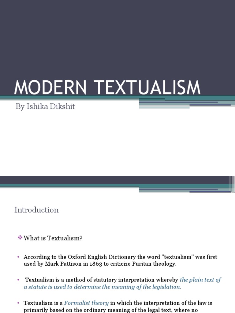 Modern Textualism: by Ishika Dikshit | PDF | Plain Meaning Rule ...