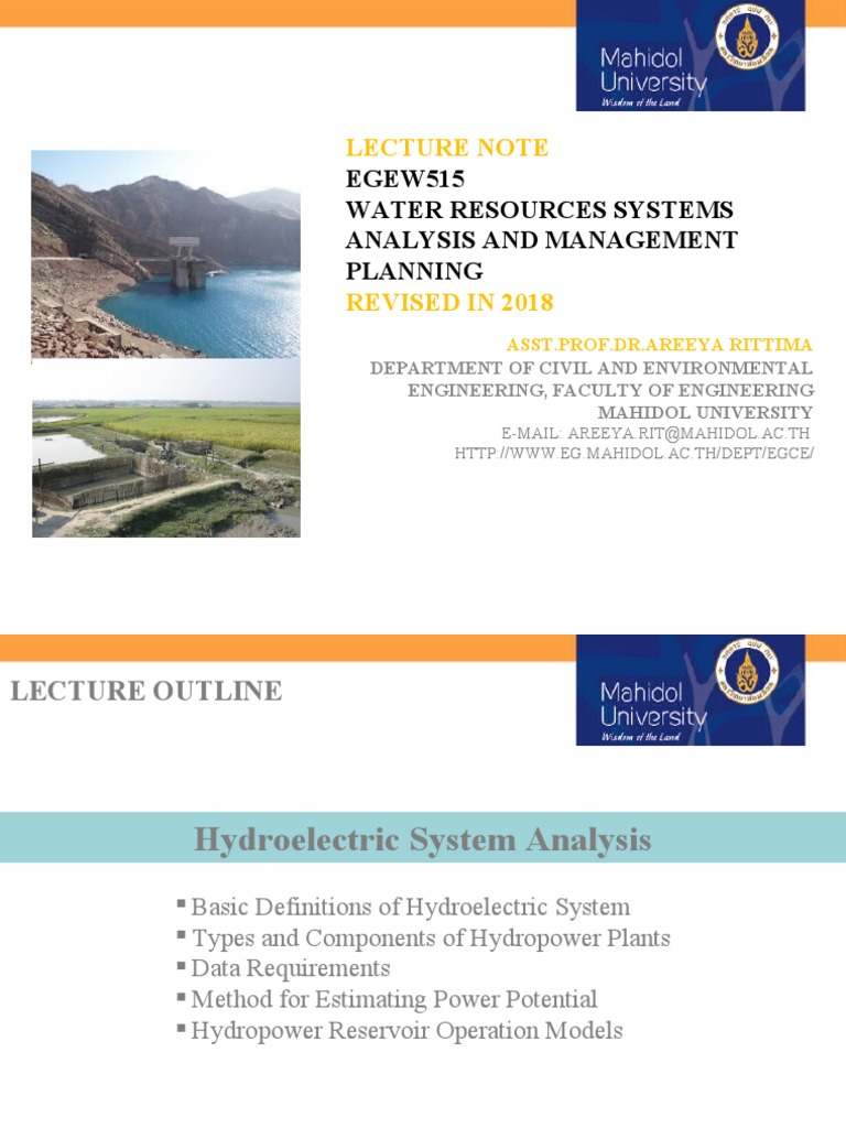 Lecture Note: EGEW515 Water Resources Systems Analysis and Management Planning | PDF ...