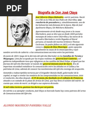 Melchora Balandra El Inolvidable Legado De José Olaya: 200 Años De