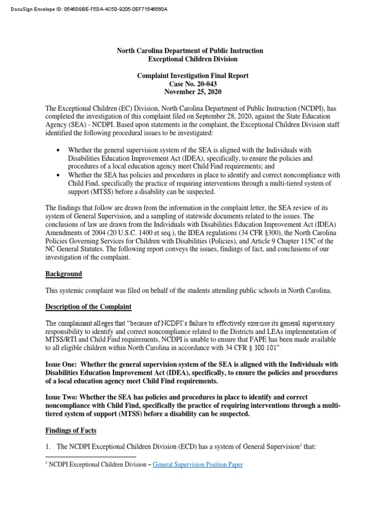 DPI Report On IDEA Compliance | PDF | Learning Disability | Special ...