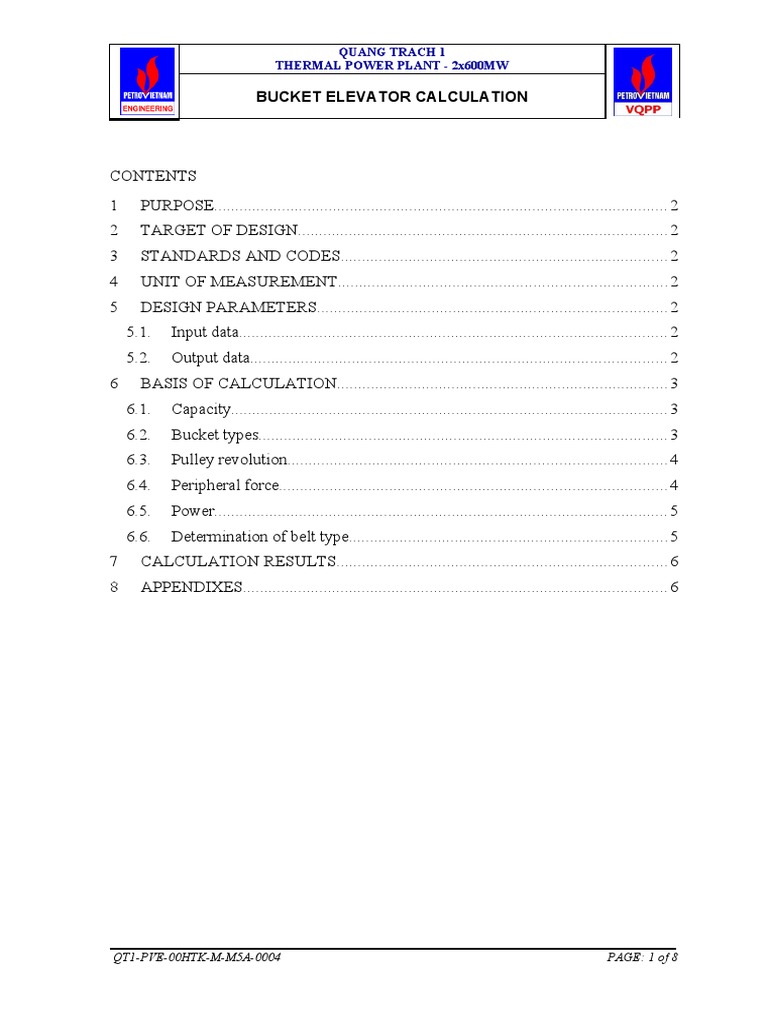 Bucket Elevator Calculation Rev 1 | Download Free PDF | Belt ...