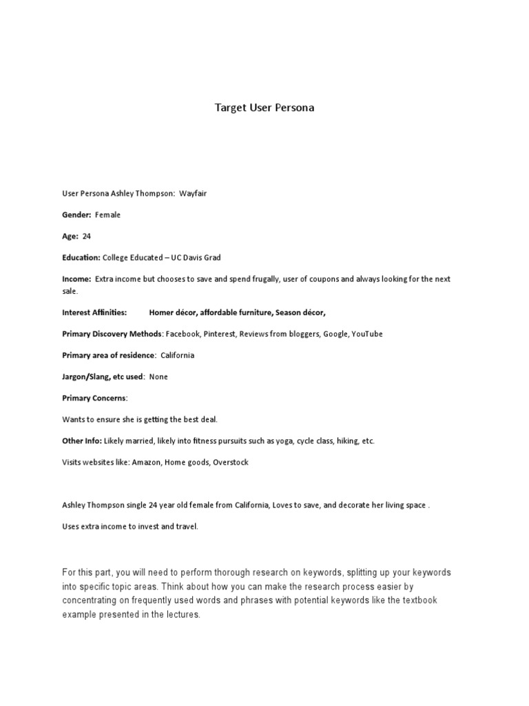Milestone 2 Persona Template | PDF | Search Engine Optimization | Websites