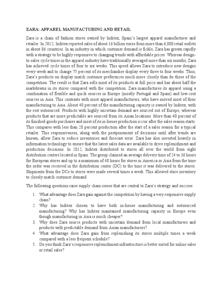 Zara Apparel Manufacturing and Retail-17032020-091841am | PDF | Retail ...