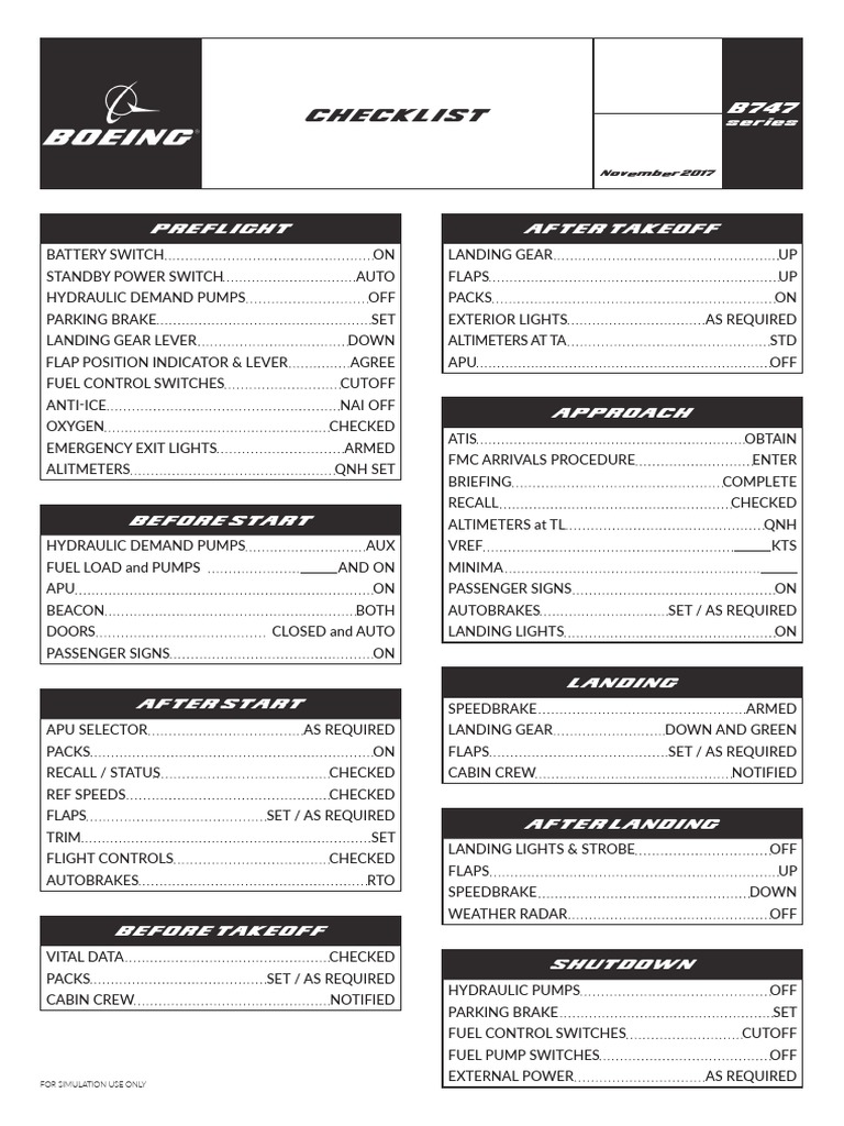 Checklist: After Takeoff Preflight | PDF | Cockpit | Switch