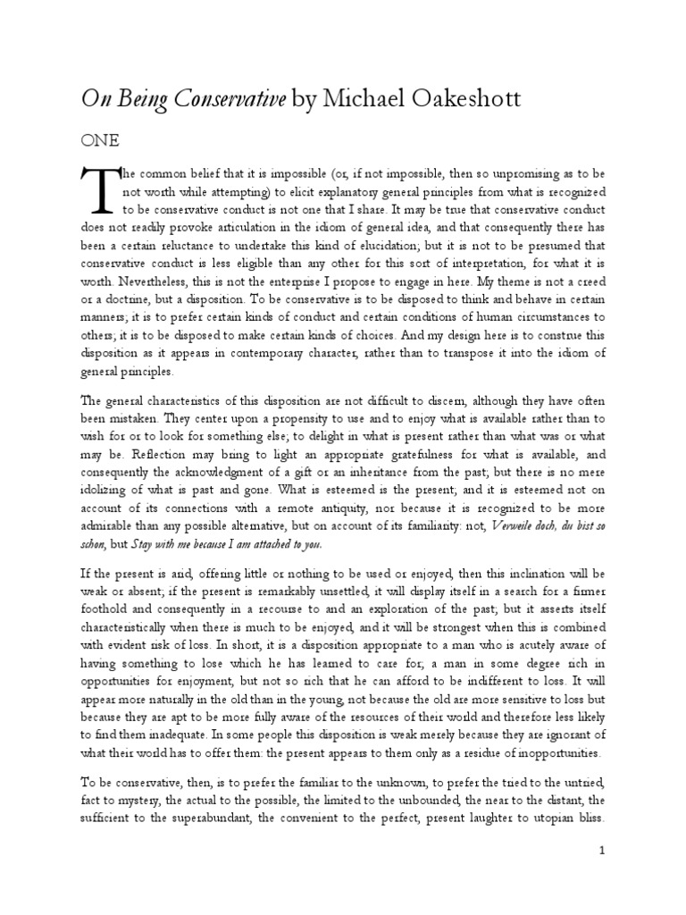 Oakeshott - On Being Conservative | PDF | Friendship | Happiness