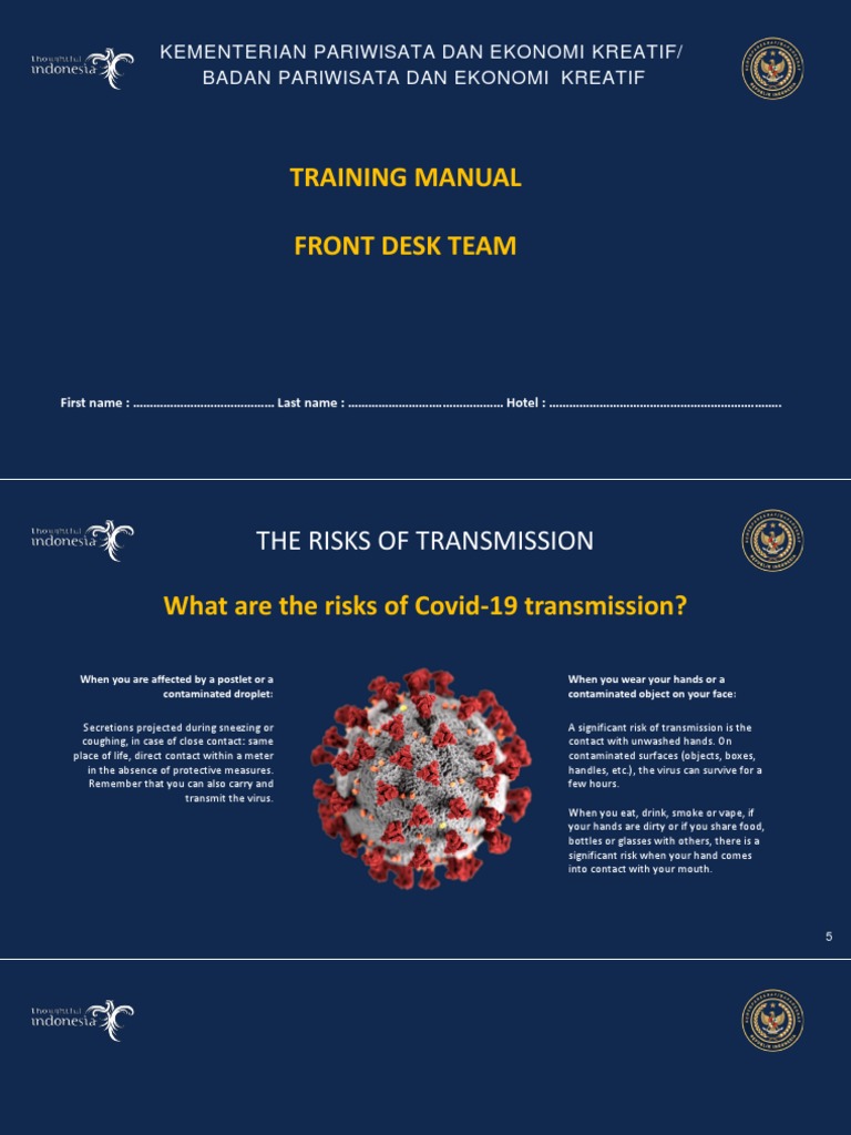 Training Manual - Front Desk - WTTC | PDF | Glove | Transmission (Medicine)