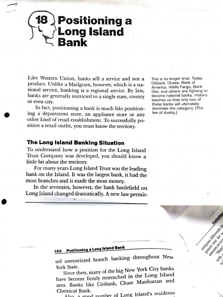 Positioning A Long Island Bank | PDF | Chase Bank | Banks