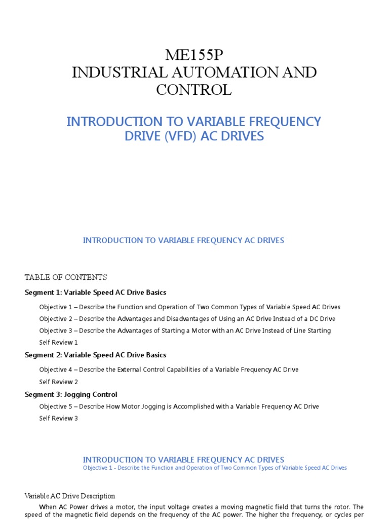 Introduction to Variable Frequency Drives | PDF | Electric Motor ...