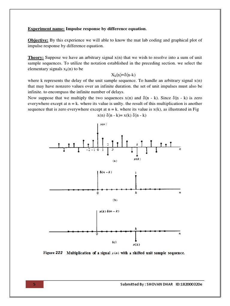Impulse Response via Difference Equation | PDF