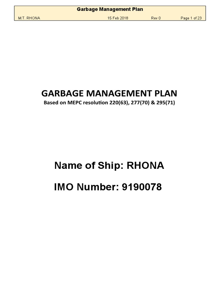 Garbage Management Plan | PDF | Incineration | Municipal Solid Waste