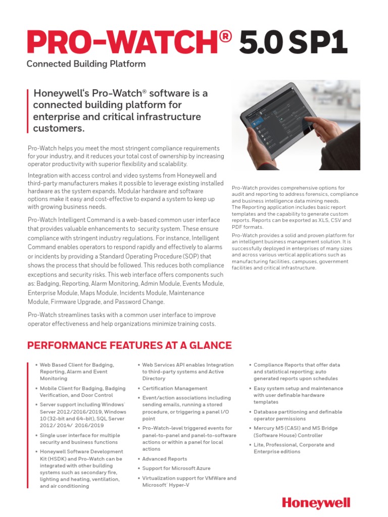 Pro-Watch 5.0 SP1 Data Sheet Nov 5 2020 | PDF | Backup | Databases