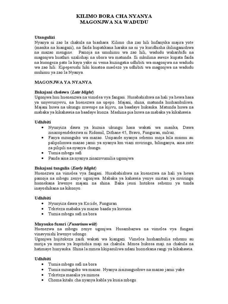 Kilimo Bora Cha Nyanya PDF | PDF
