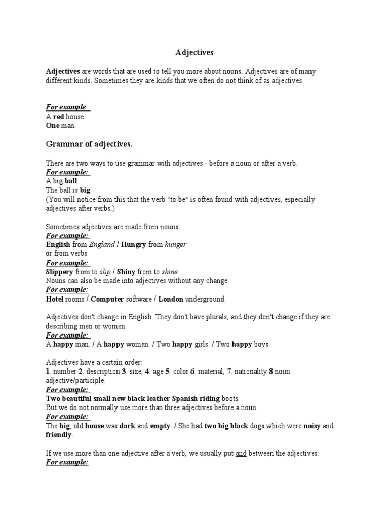 A Comprehensive Guide to Adjectives: Their Types, Grammar Rules, Order ...