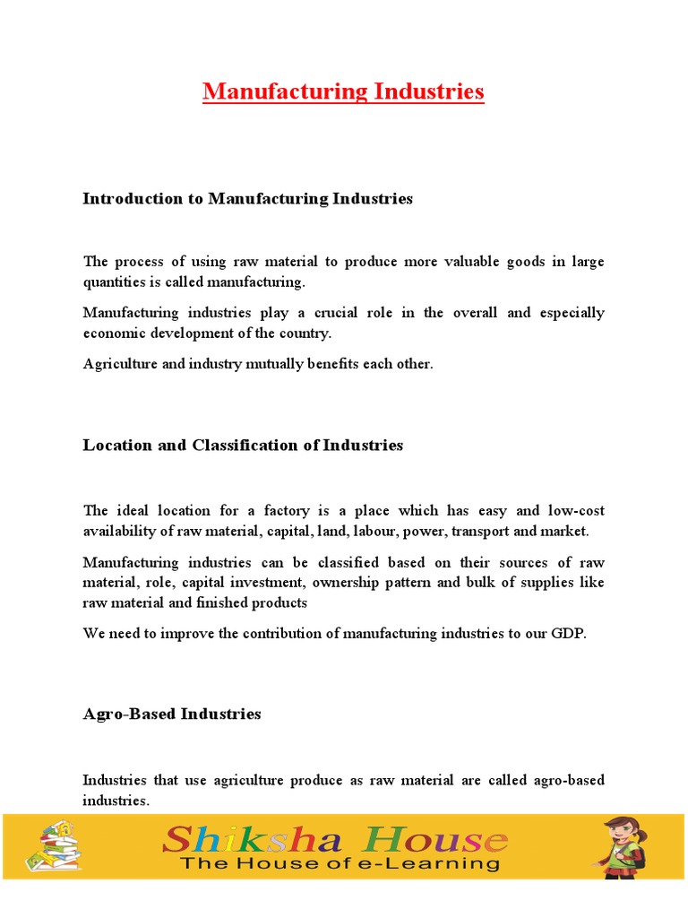 7 Manufacturing Industries | PDF | Fertilizer | Raw Material