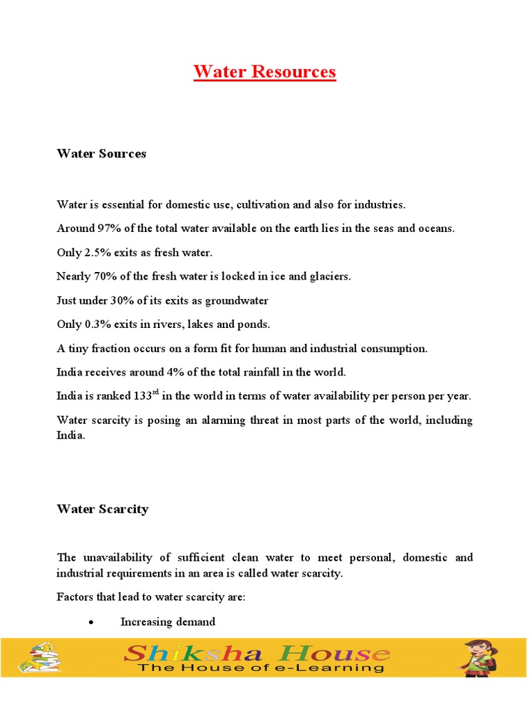 3 Water Resources | PDF | Water Scarcity | Water Resources