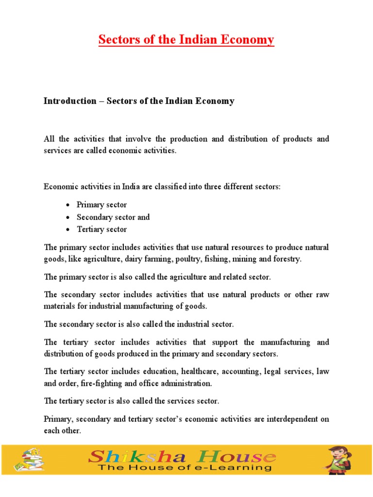 Introduction - Sectors of The Indian Economy | PDF | Economy Of India ...