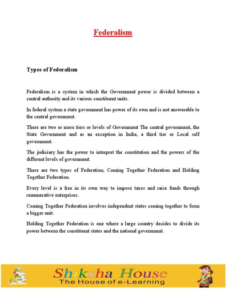 The Federal In Federalism Pdf