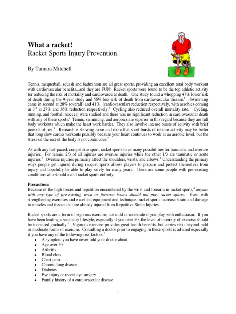 What A Racket!: Racket Sports Injury Prevention | PDF | High Intensity ...