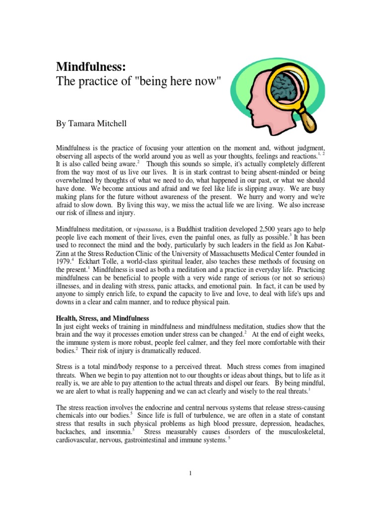 The Practice of "Being Here Now": Mindfulness | PDF | Mindfulness ...