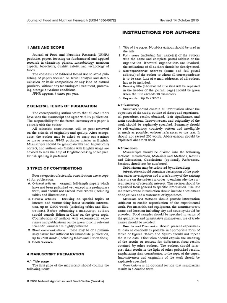 Instructions For Authors: 1 Aims and Scope | PDF | Microsoft Excel ...