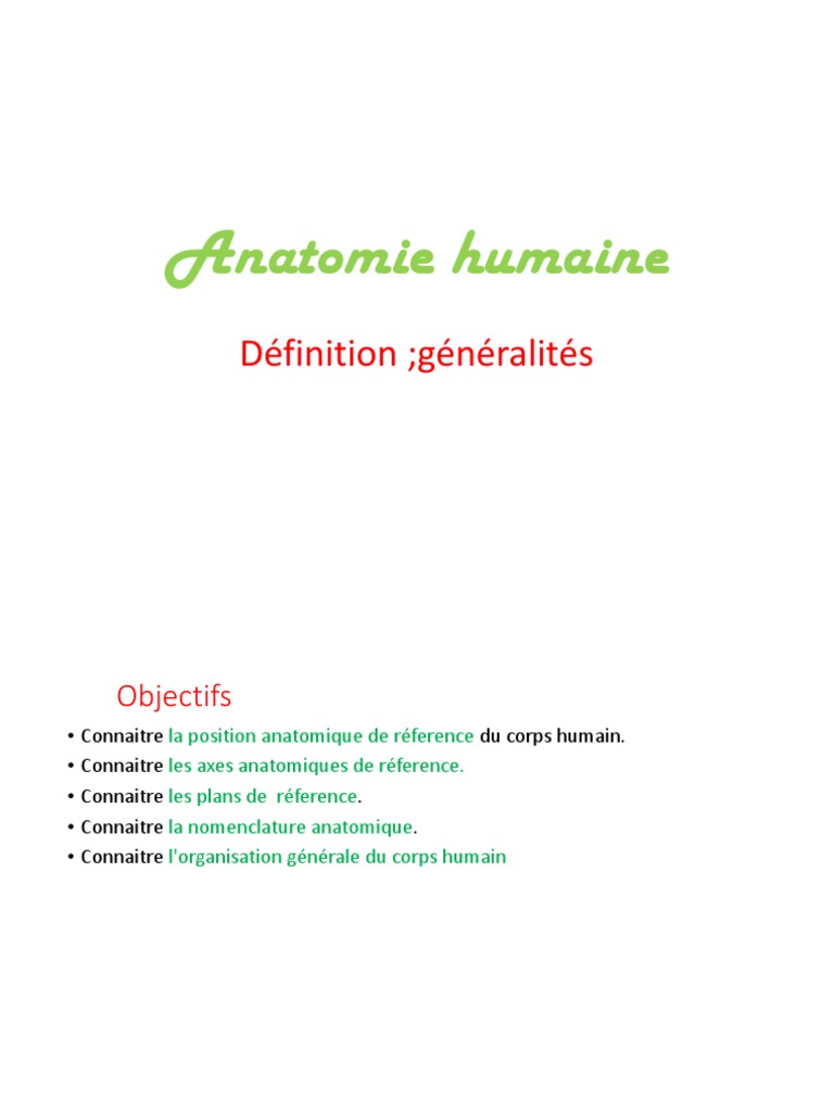 Anatomie humaine : définitions et références | PDF | Système de ...
