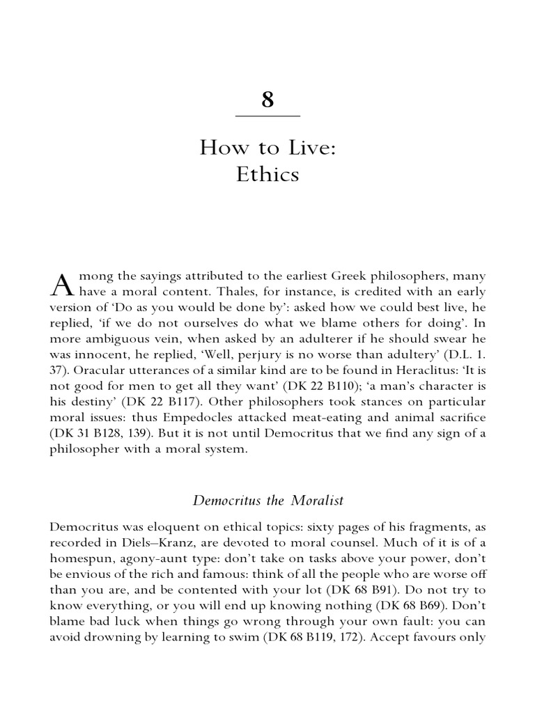 Democritus and Ancient Ethics Explained | PDF | Socrates | Virtue