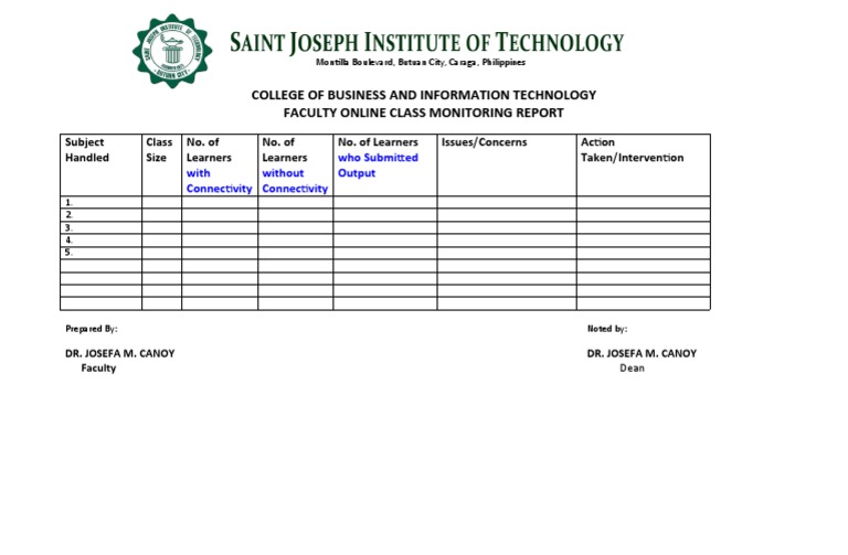 Faculty Online Class Monitoring Report | PDF