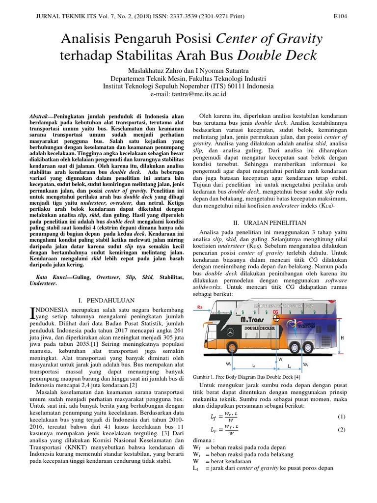 Analisis Pengaruh Posisi Center of Gravity Terhadap Stabilitas Arah Bus ...
