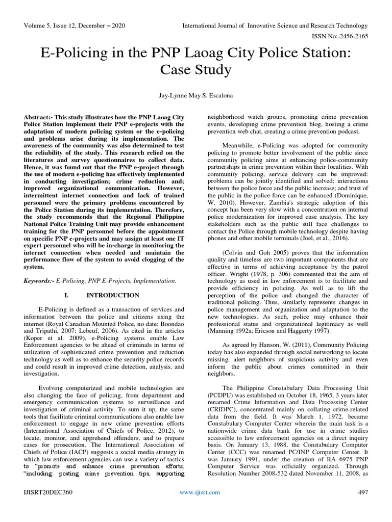 E-Policing in The PNP Laoag City Police Station Case Study | PDF ...
