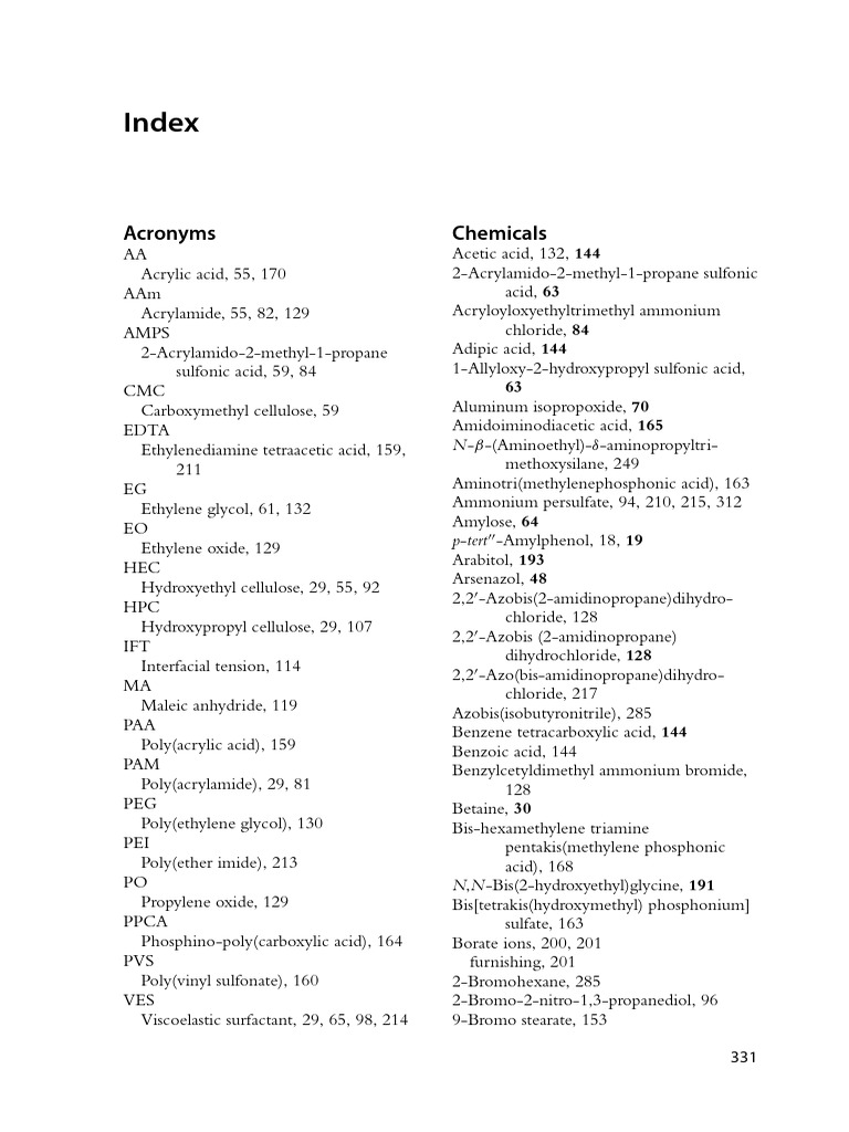 Chemical Acronyms and Index | PDF | Biodegradation | Chemical Substances