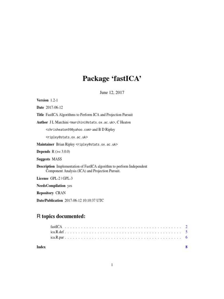 Package Fastica': R Topics Documented | Download Free PDF | Matrix (Mathematics) | Mathematical ...