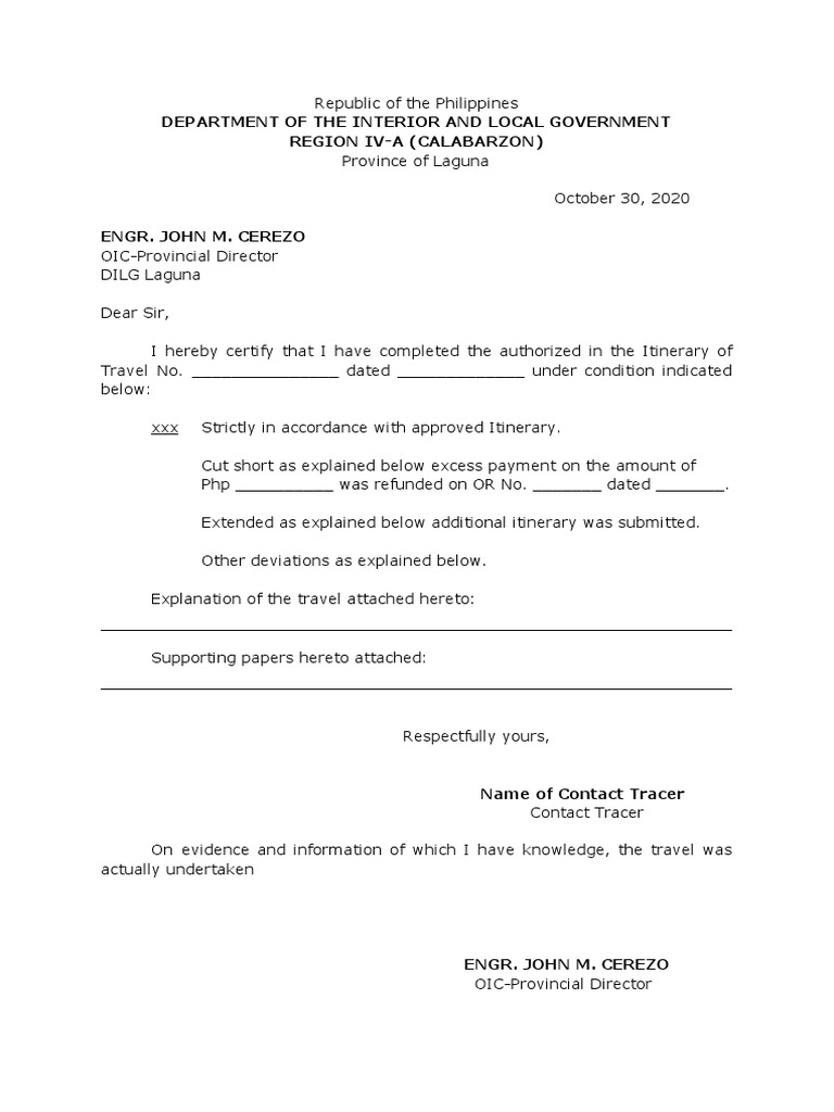 Certificate of Travel Completed | PDF