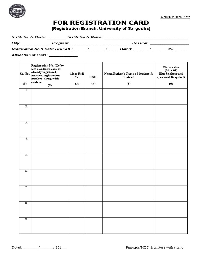 Registration Cards | PDF
