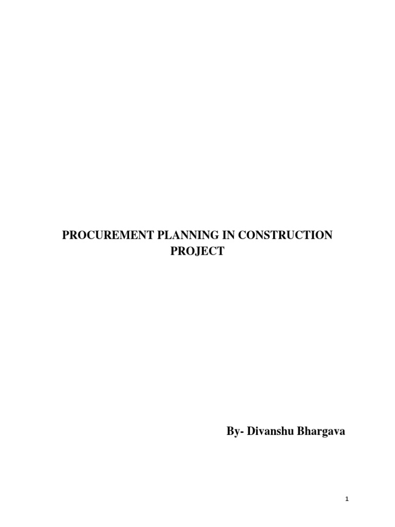 Procurement Planning in Construction Project | PDF | Procurement ...